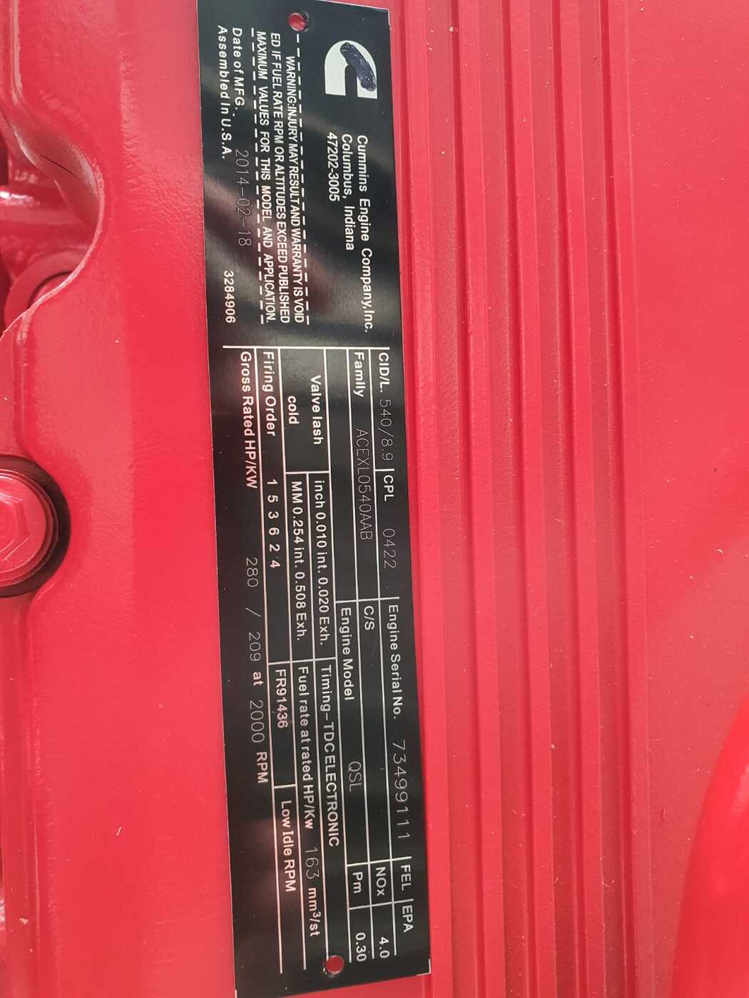 73499111 KOMATSU SAA6D114E-6 CUMMINS QSL9 CPL 0422 CM850 (CM 2850) HP ...